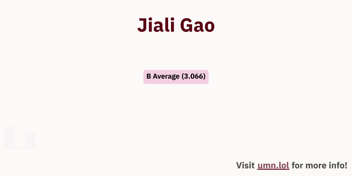 Jiali Gao | GopherGrades